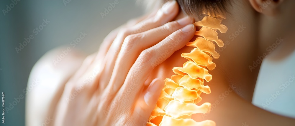 of a person experiencing spine deformity and chronic pain due to the ...