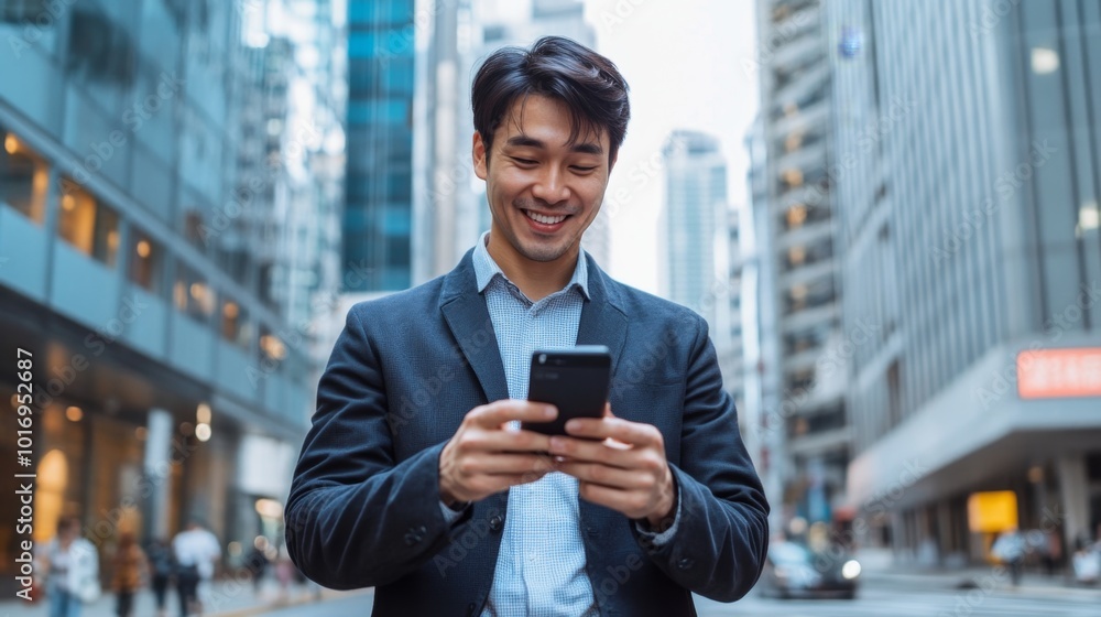 Young happy Asian businessman executive, Japanese business man investor ...