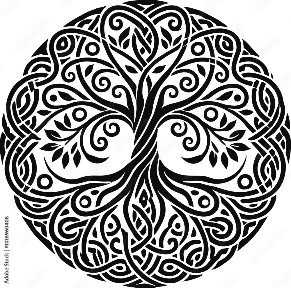 Celtic Tree of Life tribal vector black, generative ai, vector ...