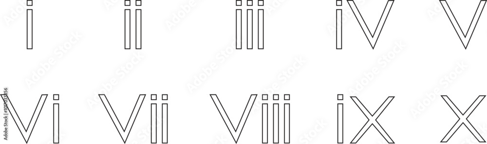 Set of roman numerals isolated on transparent background. Numbers from ...