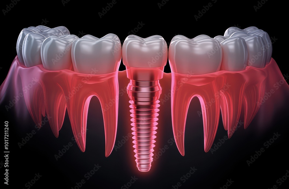 Realistic illustration depicting dental implants and teeth alignment ...