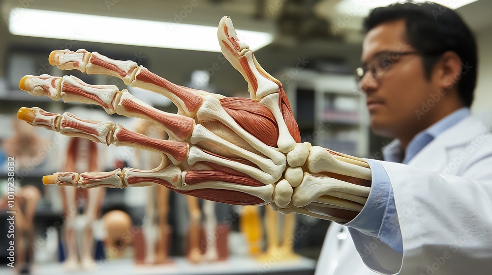 Anatomy of human hand bones and tendons medical student with anatomy ...