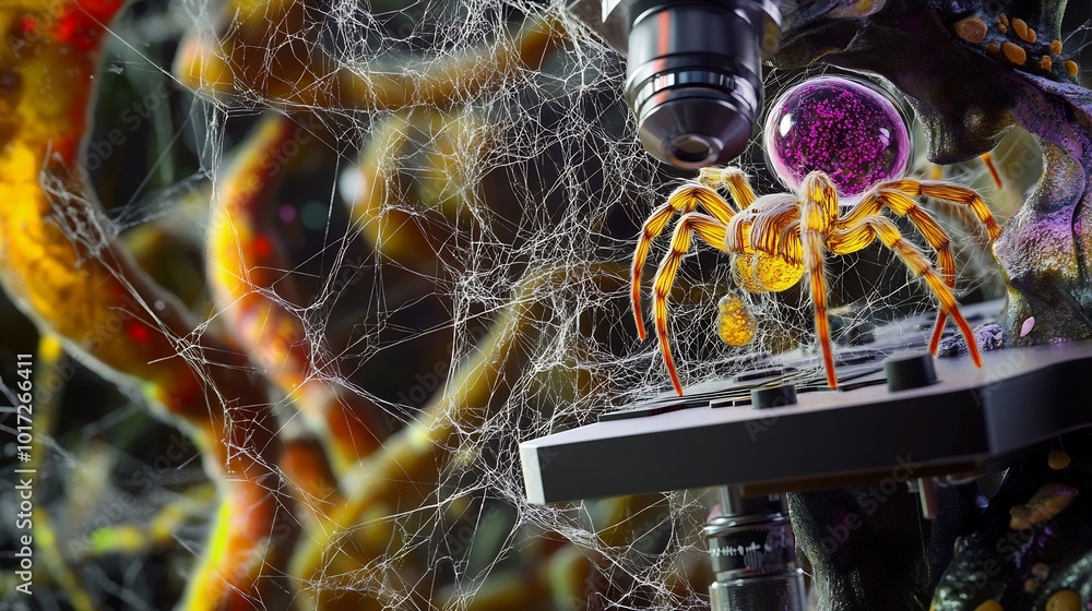 Anatomy of spiders silk glands detailed view under microscope ...