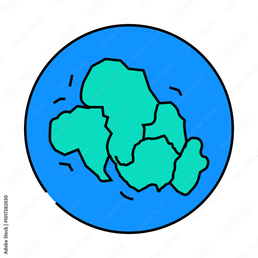gondwana earth continent map line icon vector. gondwana earth continent ...