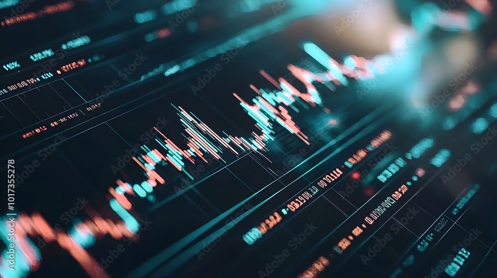 Cutting edge holographic data visualization and analytics displayed on ...