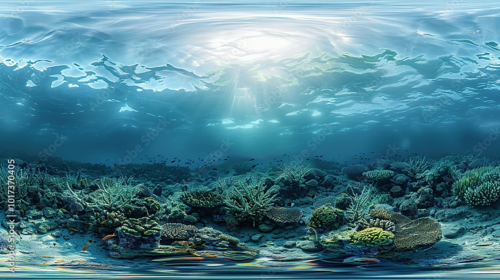 Immersive Underwater Scene: 8K Resolution 360-Degree Equirectangular ...