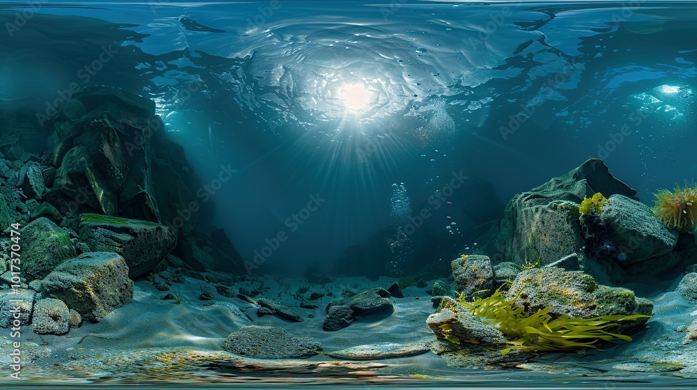 Immersive Underwater Scene: 8K Resolution 360-Degree Equirectangular ...
