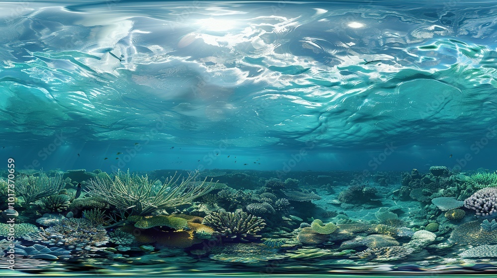 Immersive Underwater Scene: 8K Resolution 360-Degree Equirectangular ...