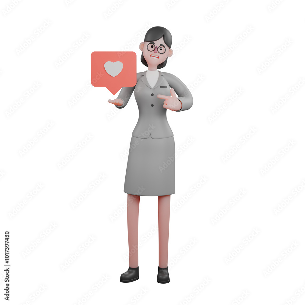 3D Model of Cartoon Journalist. A female journalist stands while ...