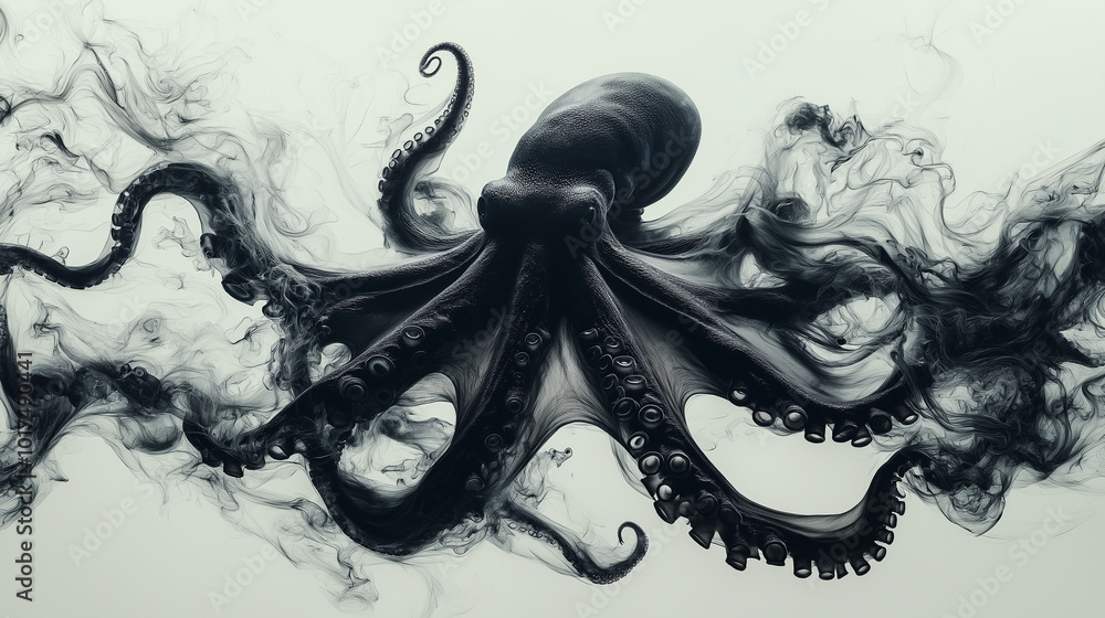 Octopus Ink Art, a surreal image of an octopus releasing ink that ...