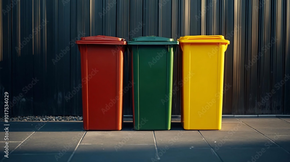 waste separation and garbage management with red, green, and yellow ...