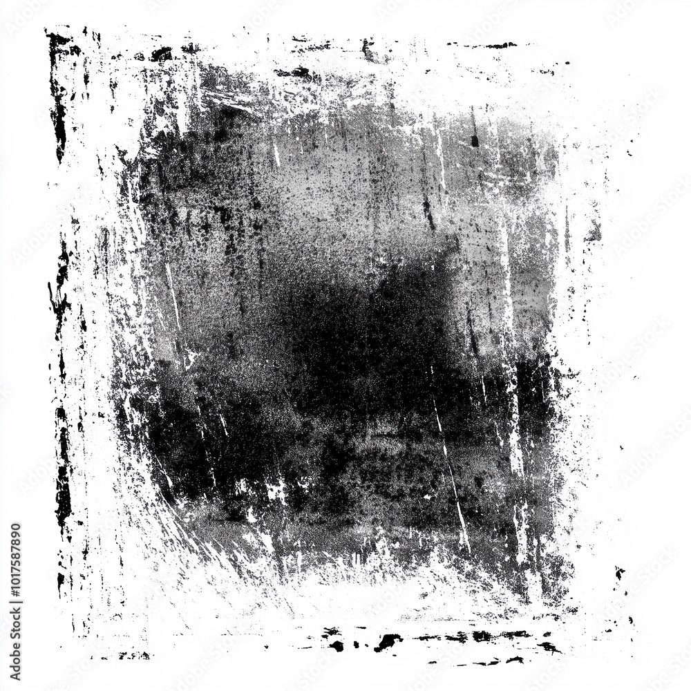 Rough grunge border overlay with paint roller marks and worn texture on ...