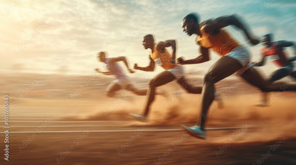 Dynamic Race Athletes in Full Sprint Capturing the Thrill of ...