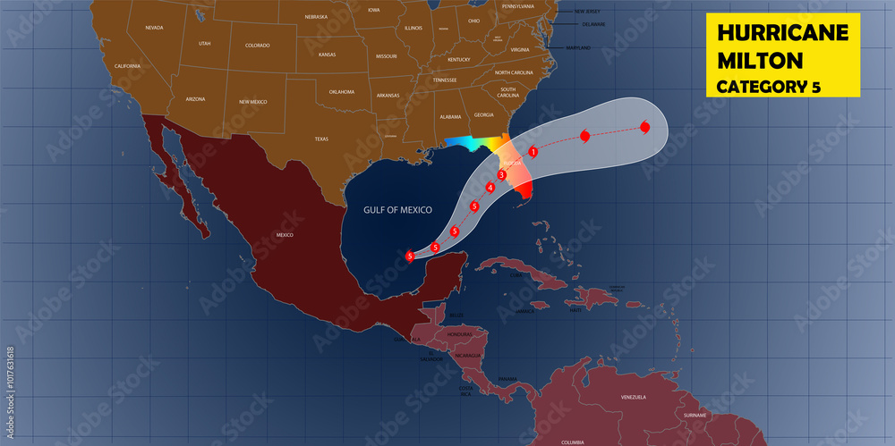 Category 5 Hurricane Milton expected path way. Hurricane Milton ...
