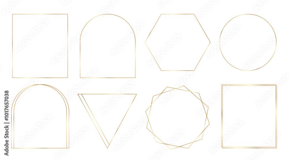 Set of geometric gold frame. Gold border, design element for decoration ...