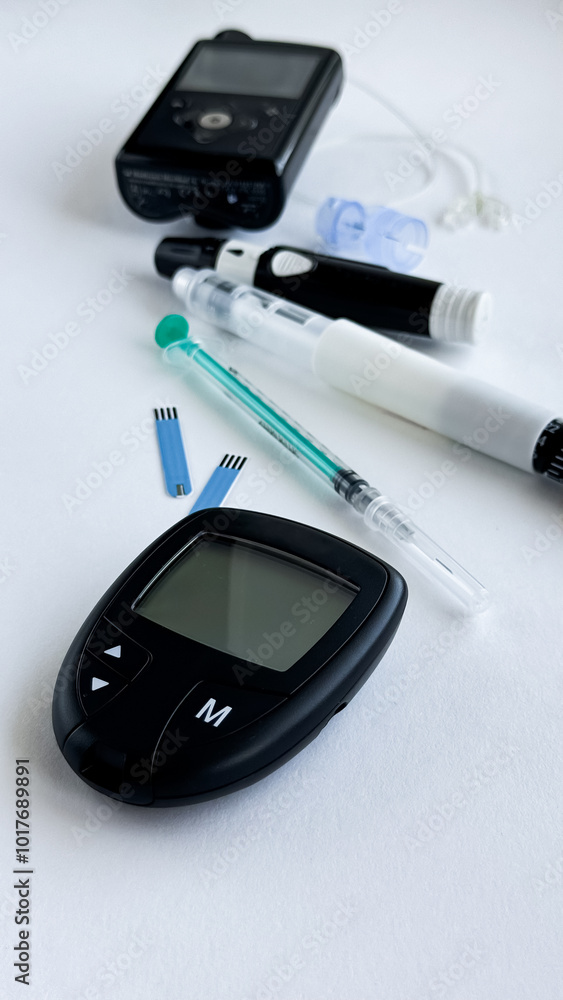 Diabetes monitoring tools, glucometer, insulin pen, insulin pump, test ...
