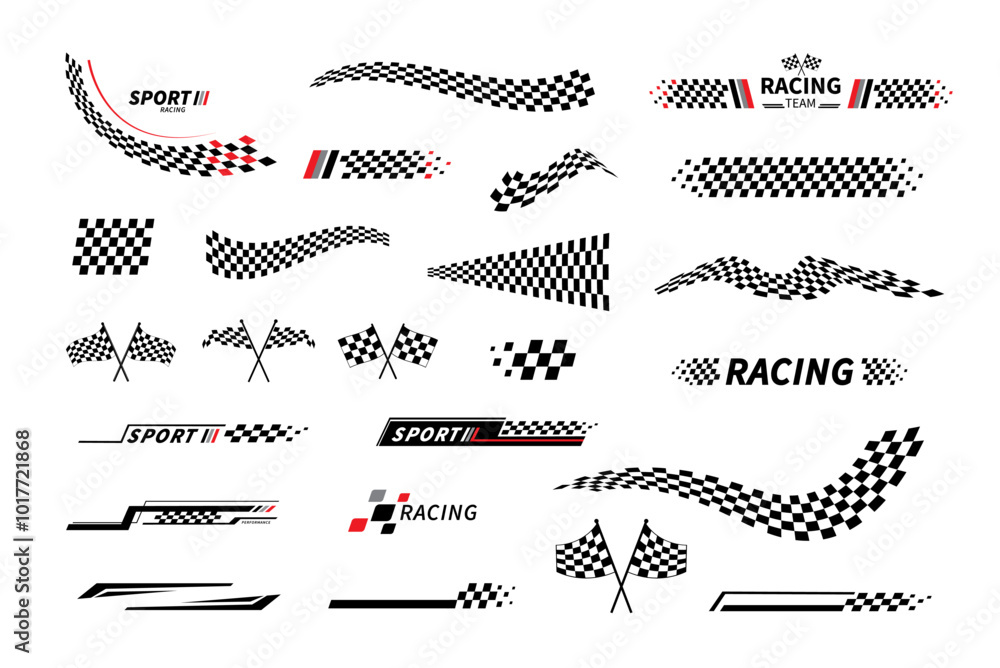 Start and finish flag. Race flag. Checkered flag. Racing stripes. Race ...