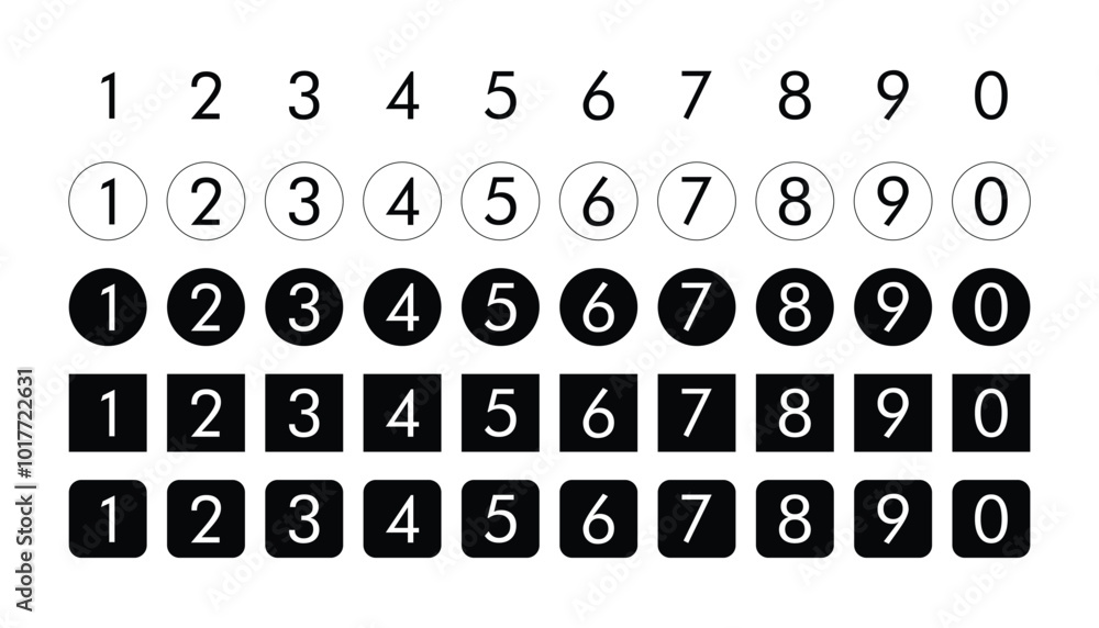 Set of round 1-9 numbers. bullet numbers point. numbers symbol. circle ...