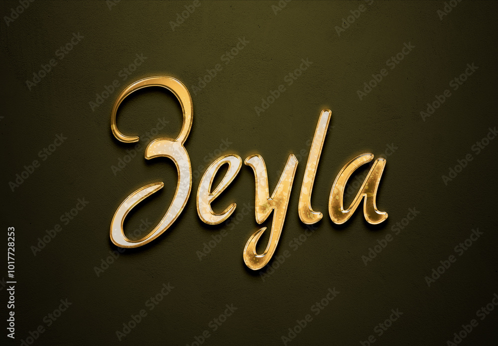 Old gold text effect of futuristic name Zeyla with 3D glossy style ...