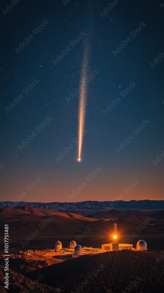 Majestic comet streaks across the night sky over a remote observatory ...