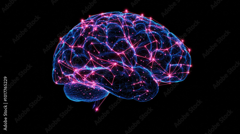 The human brain is pictured as a shape made of many sides (polygons ...