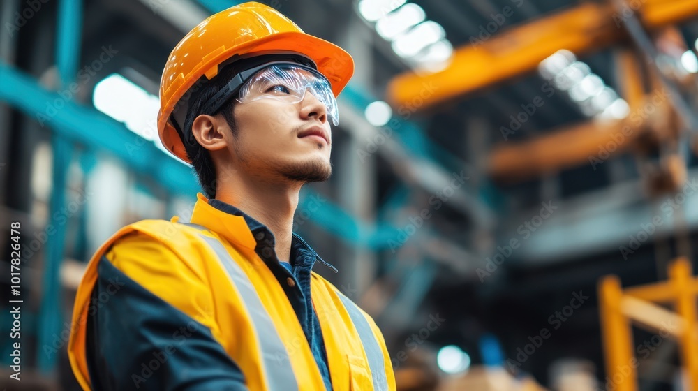 Young construction worker apprentice, gaining hands-on experience while ...