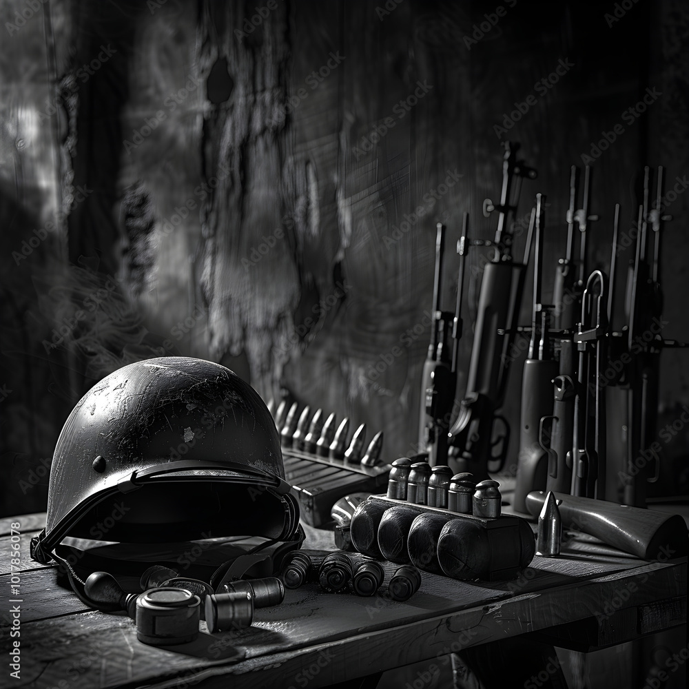 Monochrome Display of World War II American Weaponry: Remnants of A ...