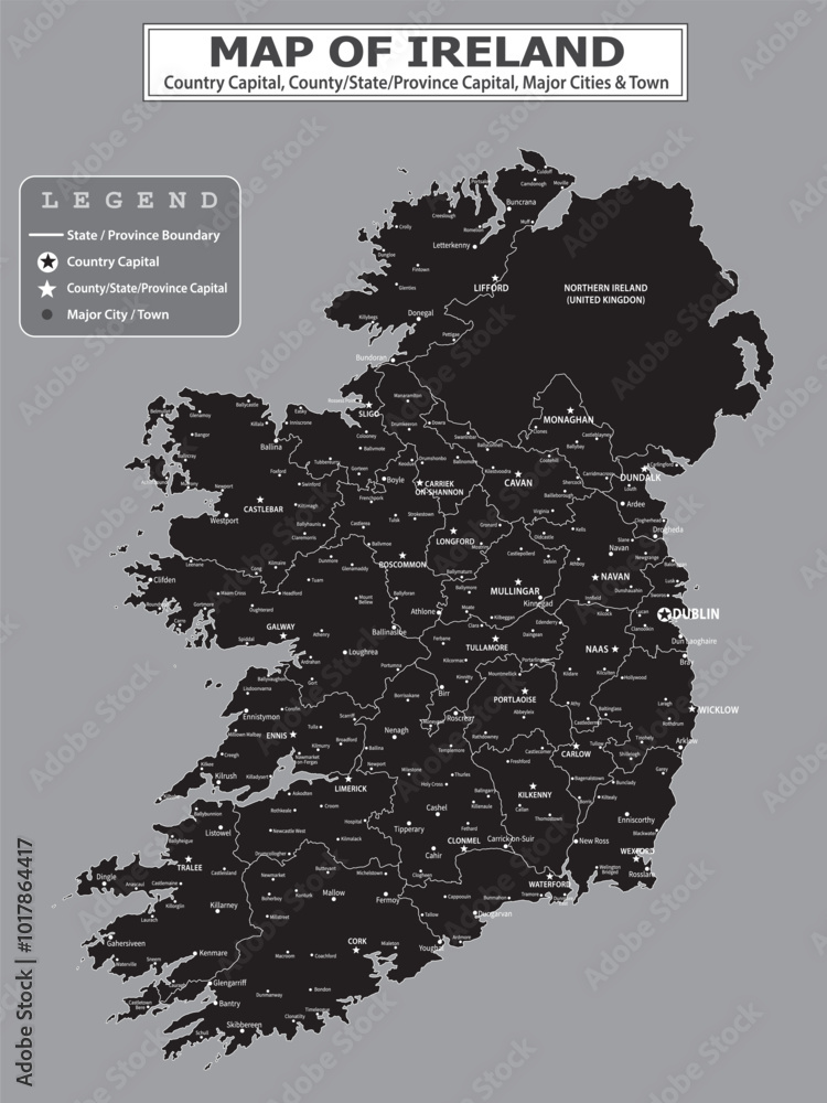 European Country Geography Political map. Political map of country with ...