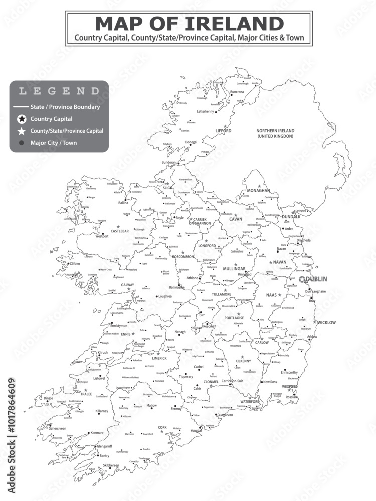 European Country Geography Political map. Political map of country with ...
