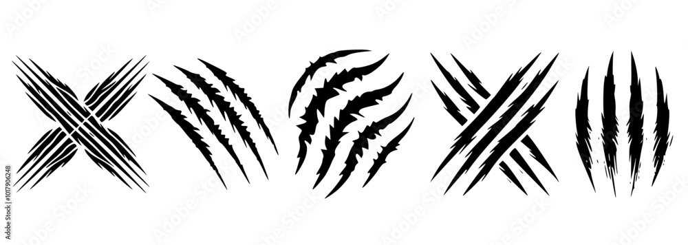 animal claw scratch marks. nail scratch mark set for scary, horror ...