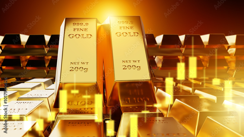 Investment gold bars. Precious metals in bars. Gold background with ...