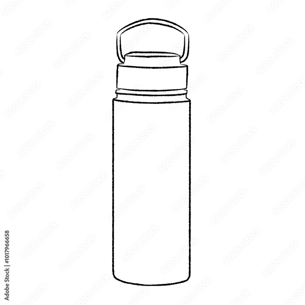 Stainless steel bottle outline illustration on transparent background ...