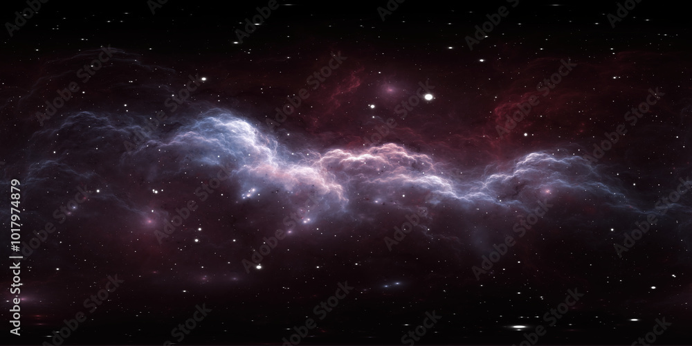 360 degree space nebula. Giant interstellar cloud with stars ...