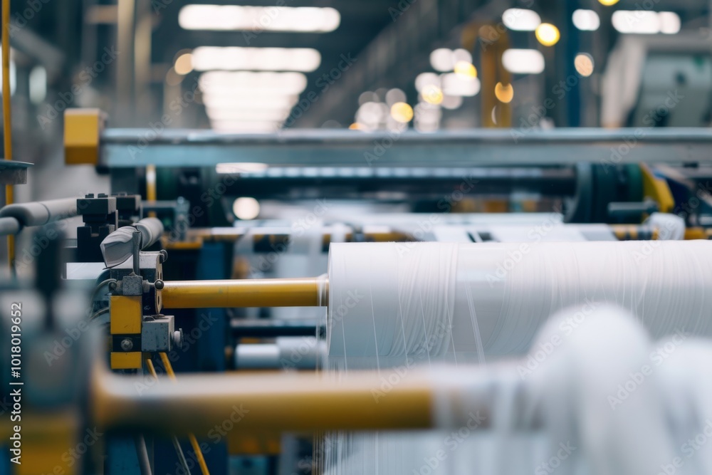 Machinery whirs with precision as transparent sheets roll through a ...