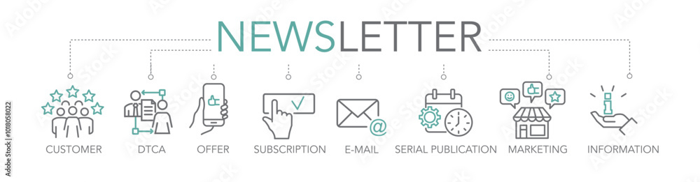 Newsletter - thin line two-tone icon concept vector illustration ...