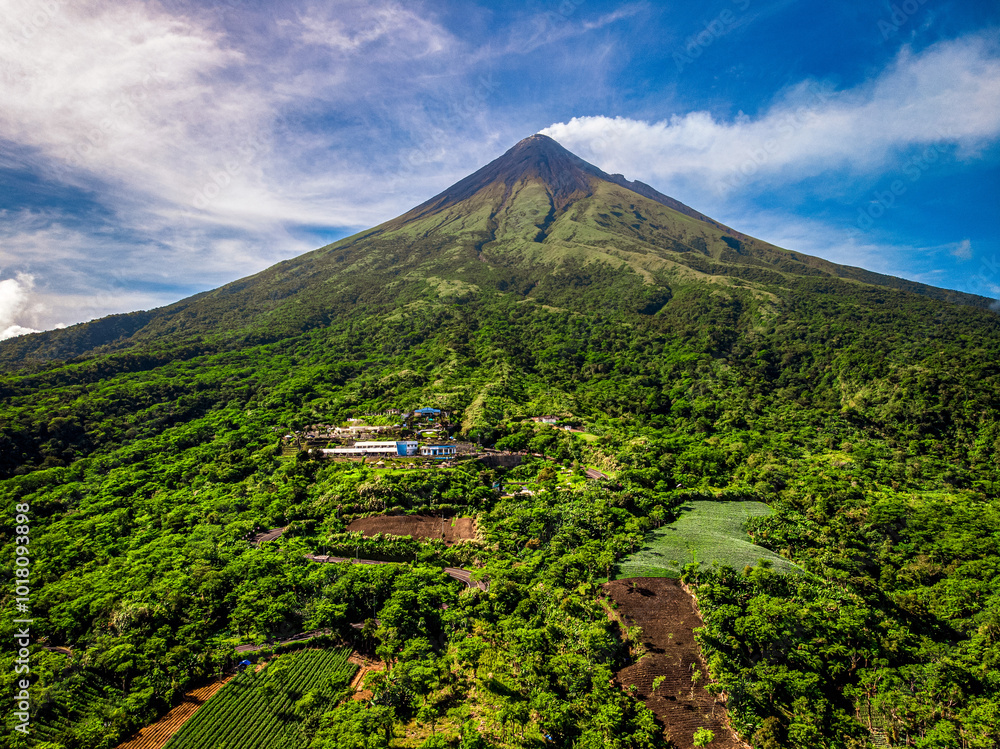 Mayon volcano skyline rest house in the top of forest in tabaco albay philippines Stock Photo ...