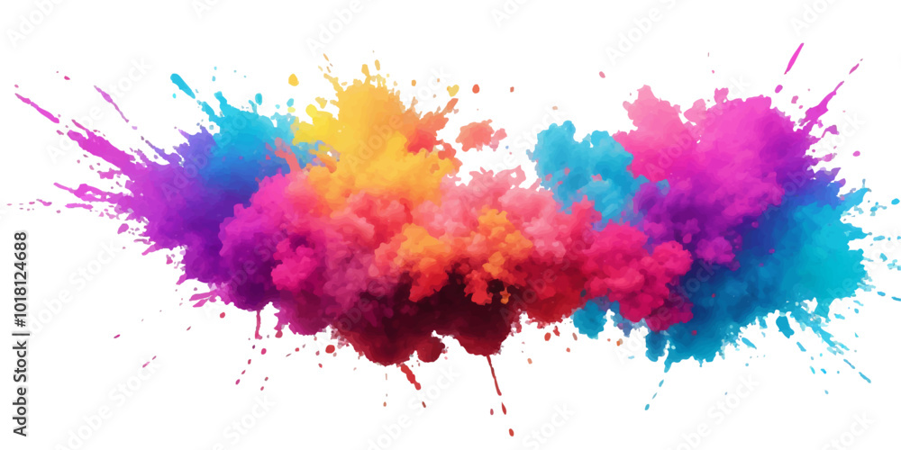 Multicolor powder explosion on White background. Colored cloud ...