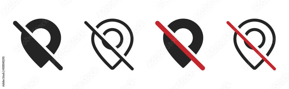 Stock-Vektorgrafik „No GPS vector icons. Invalid location signs ...