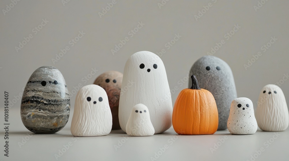 Cute Halloween DIY Painted Stones for Craft Projects Stock Photo ...