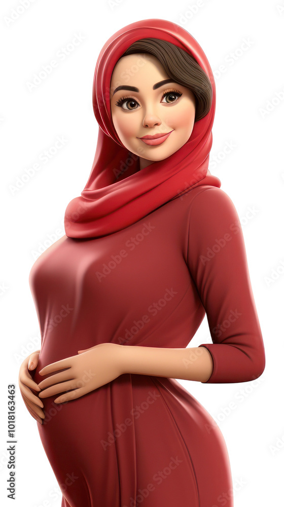 PNG 3d cartoon realistic pregnant pakistani woman portrait sleeve adult ...