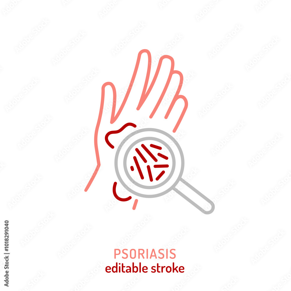 Psoriasis linear icon. Medical dermatitis pictogram. Erythematous ...