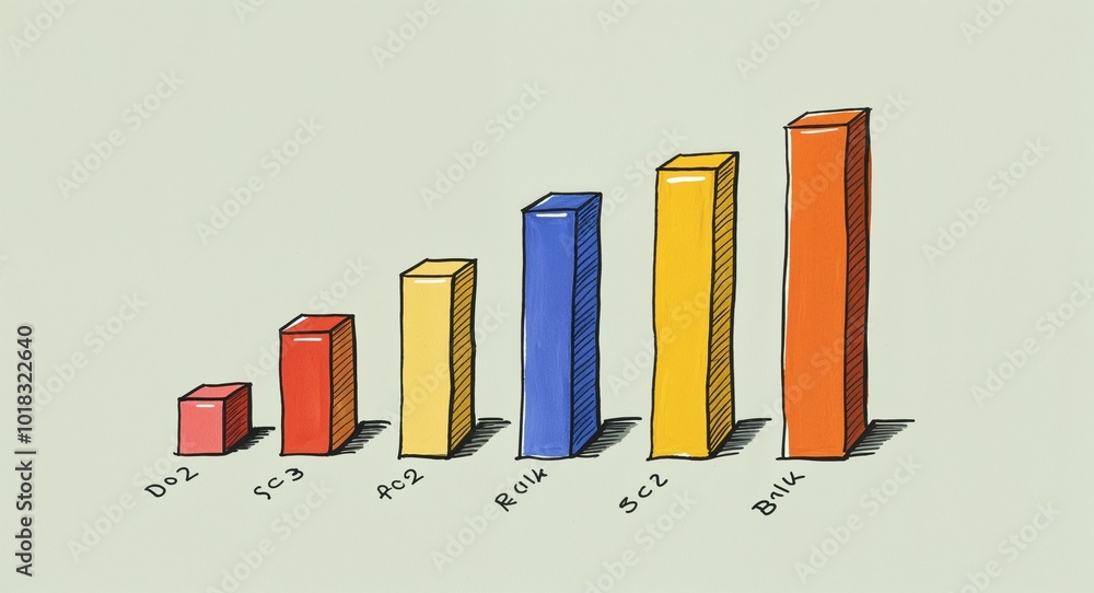 Hand drawing clipart of a bar chart with labels on plain white ...