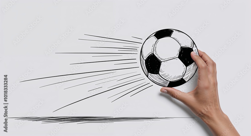 Hand drawing clipart of a soccer ball in motion on plain white ...