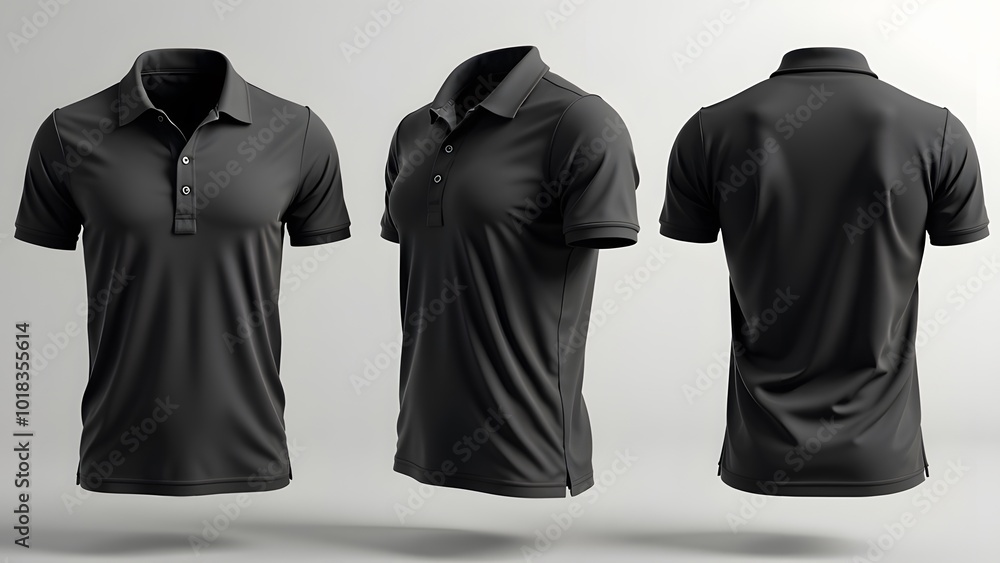 Black polo shirt mockup front side and back view Design your own tshirt ...