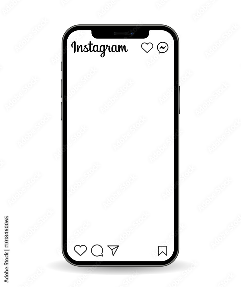 iPhone with Instagram Page on its screen, on transparent background ...