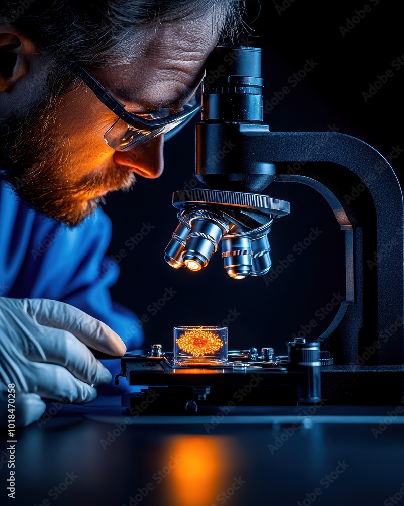 Marine Biologist Examining Plankton Sample Under Microscope Stock ...