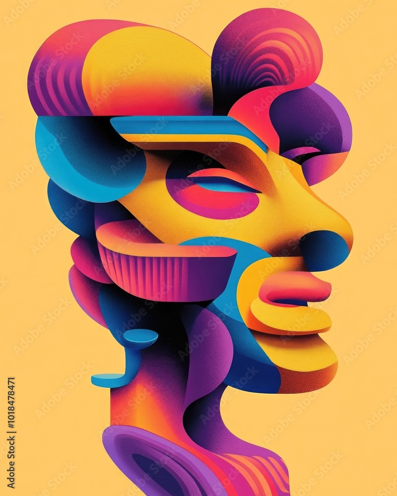 Vibrant neon typography poster featuring bold twisting letterforms in a ...