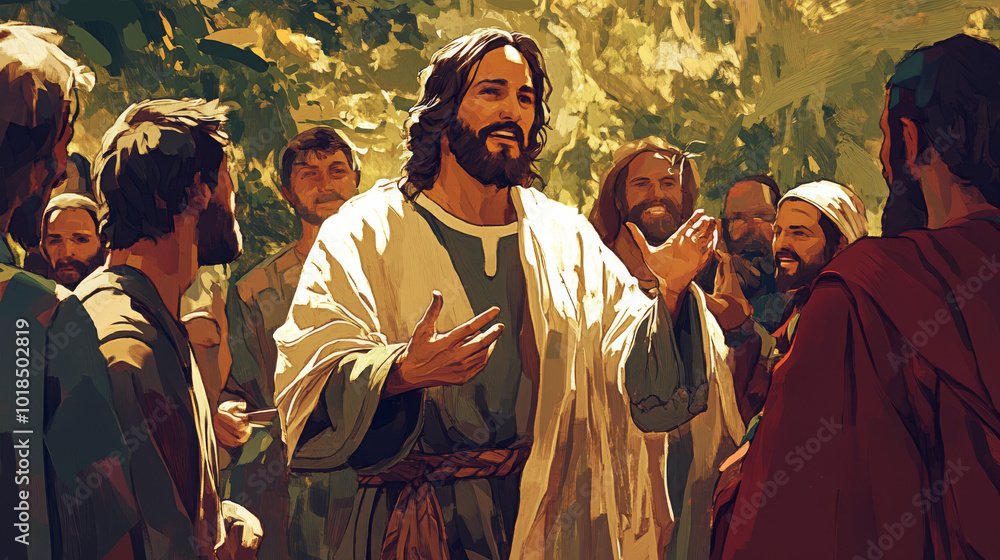 Ilustración de Stock An illustration of Jesus Christ telling the ...