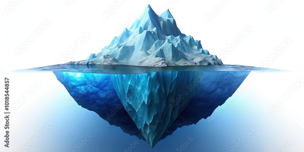 Visual representation of data, 3D iceberg diagram showing majority of ...