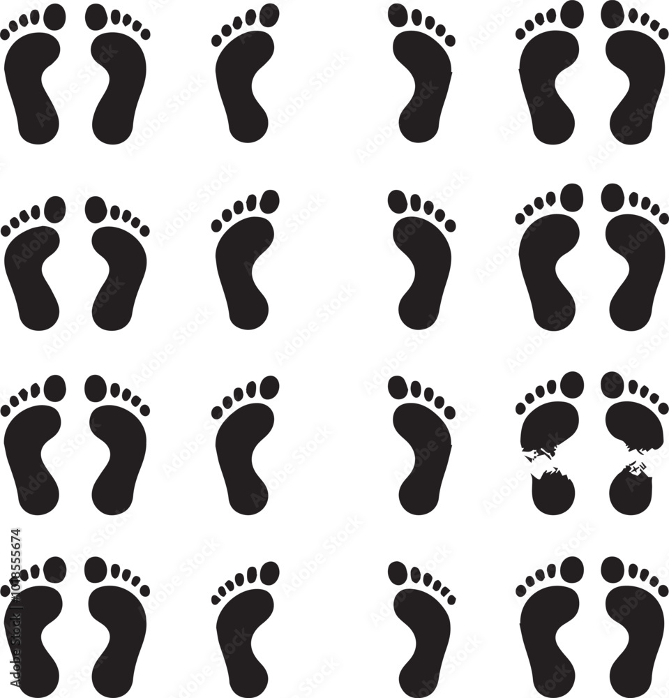 Human Footprint bundle girl and woman vector silhouette art of ...